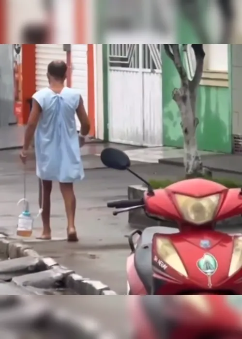 Paciente foge do HEA e é visto andando pelas ruas com soro e sonda