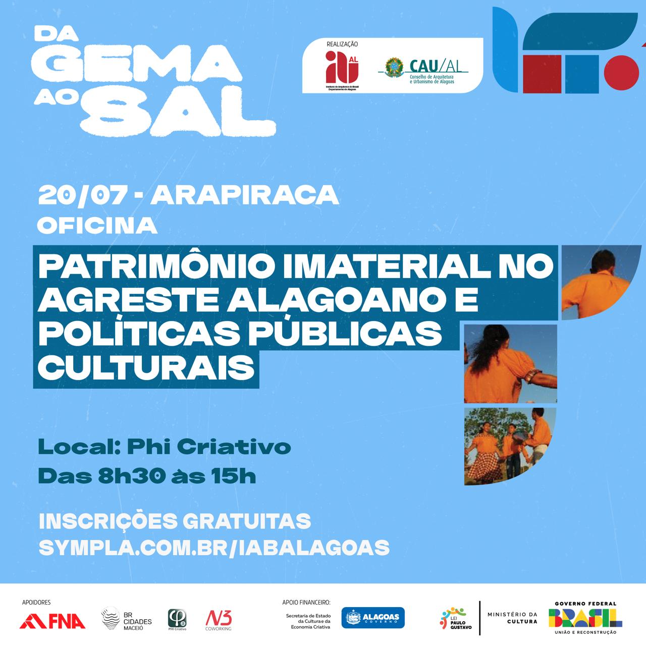 Oficina gratuita convida a conhecer patrimônios do Agreste alagoano