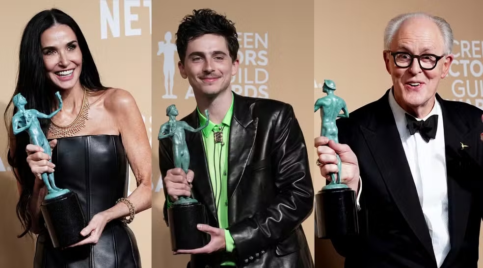Demi Moore leva prêmio do sindicato de atores e chega favorita ao Oscar