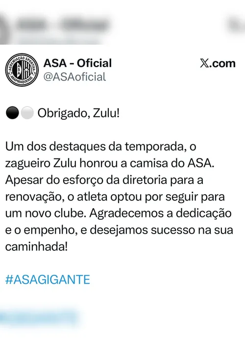 ASA anuncia pacote de contratações para a temporada de 2026