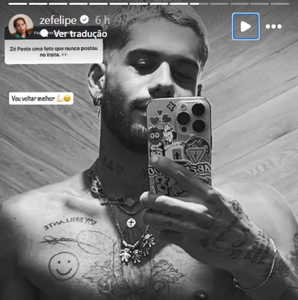 Zé Felipe surpreende internautas ao aparecer totalmente nu